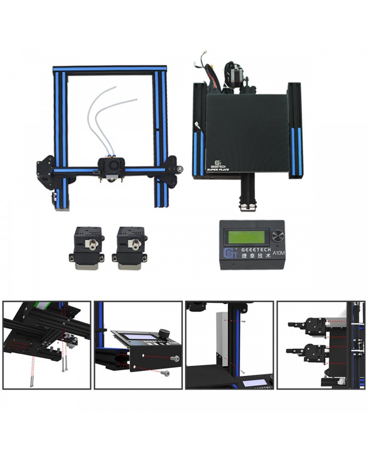 Buy Geeetech A10M 3D Printer, Mix Color | Dual Extrusion 3D Printing 2 in 1 out